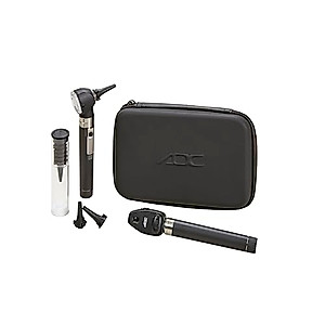 ADC Otoscope/Ophthalmoscope Diagnostic Set, Pocket Size, LED Lamp, 2.5V, Hard Case, Diagnostix 5110NL, Black