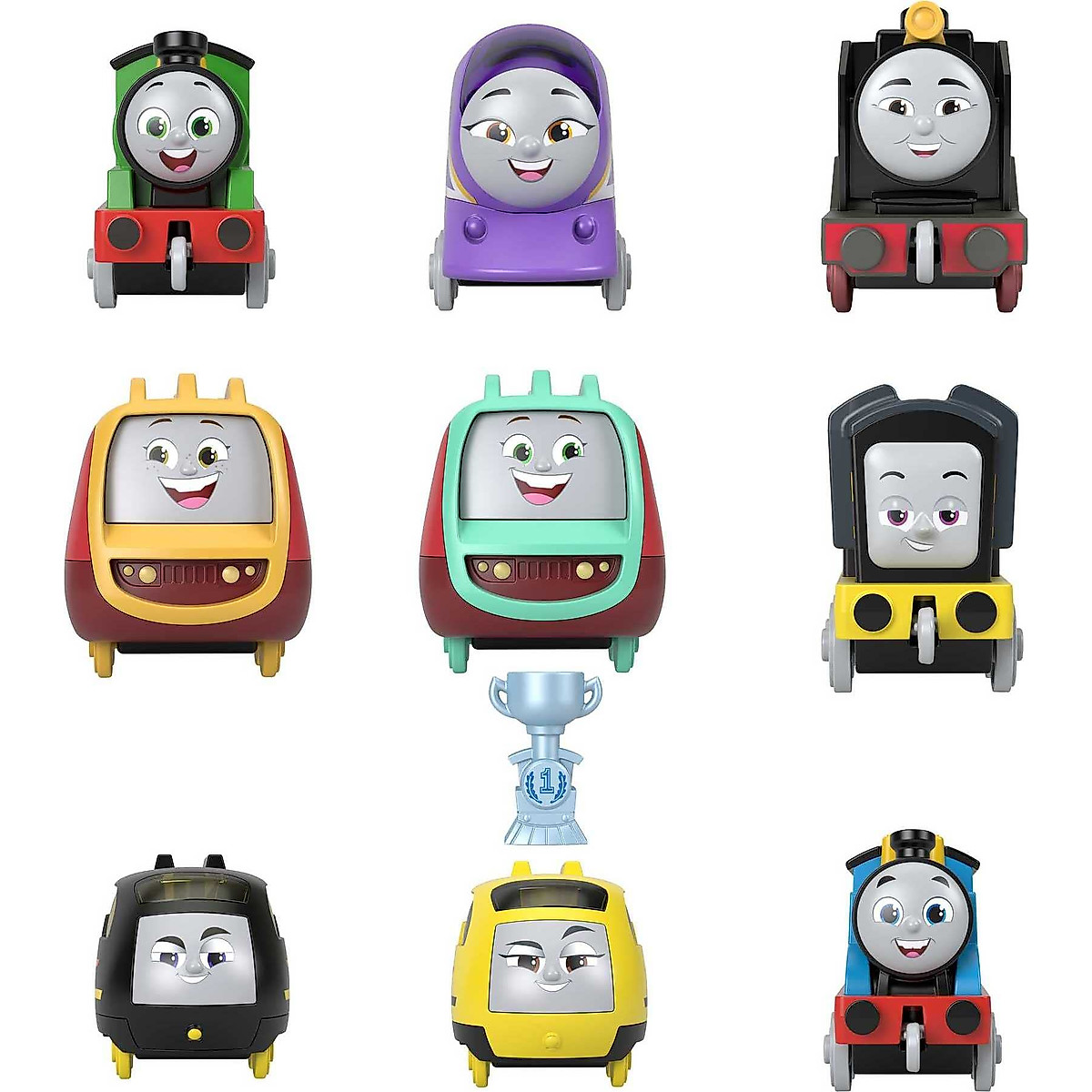 Thomas & Friends Diecast Toy Trains Sodor Cup Racers Set of 9 Push-Along Engines for Preschool Pretend Play Kids Ages 3+ Years
