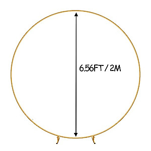 6.56FT Gold Round Wedding Arch Stand, Metal Circle Balloon Arch Backdrop Stand Frame, Garden Ballon Flower Arch Holder Stand for Wedding, Birthday Party, Wedding, Birthday Party (Gold)