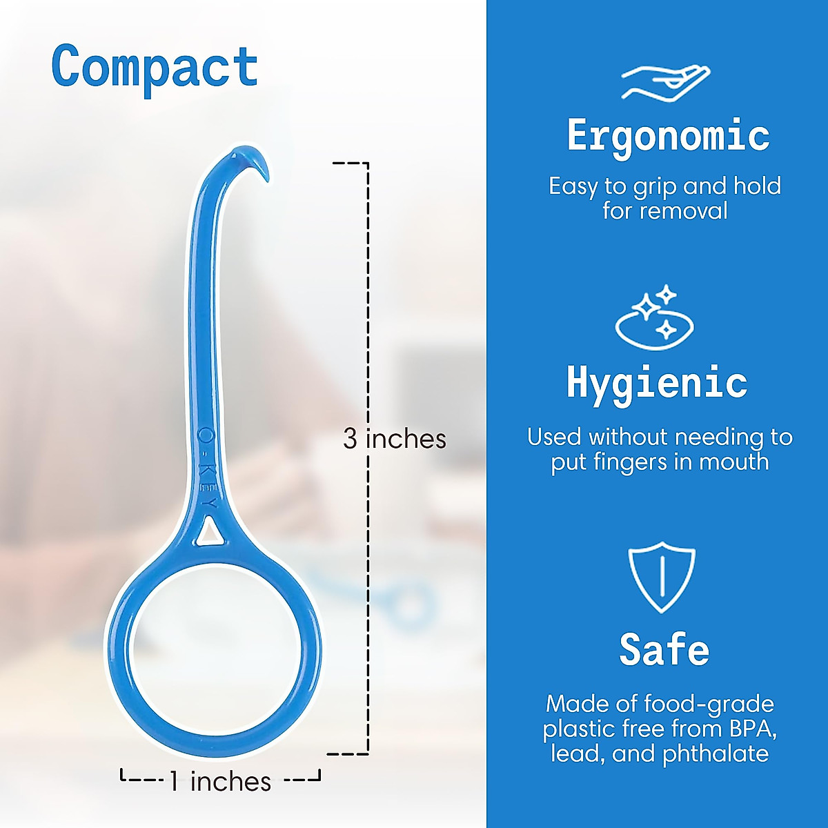 OrthoKey Clear Aligner Removal Tool | Invisible Removable Braces, Denture, Brackets, Retainer Remover Key | Personal Orthodontic Supplies, Dental-Grade for Ortho Cleaning & Travel Use | (2-Pack) Blue