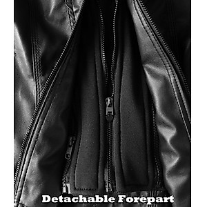 Newbestyle Womens Hooded Faux Leather Moto Biker Short Jacket Quilted Zip Up Coats Black L