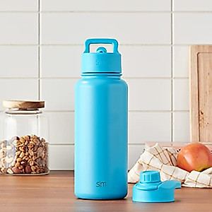 Simple Modern Water Bottle with Straw and Chug Lid Vacuum Insulated Stainless Steel Metal Thermos Bottles | Reusable Leak Proof BPA-Free Flask for Sports, Gym | Summit Collection | 32oz, Good Day Blue