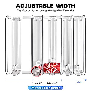 LAKIX Drink Organizer for Fridge, Self-Sliding soda Can Dispenser for Refrigerator and Adjustable Width, 12oz to 20oz holds 25+ Cans(5 Rows, 38 CM)