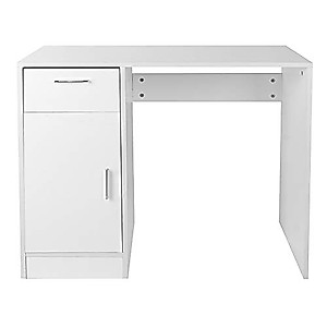 Zerone Desktop Table, 1 Drawer 1 Door Compact Computer PC Laptop Desk Table Workstation for Home Office Use(White)