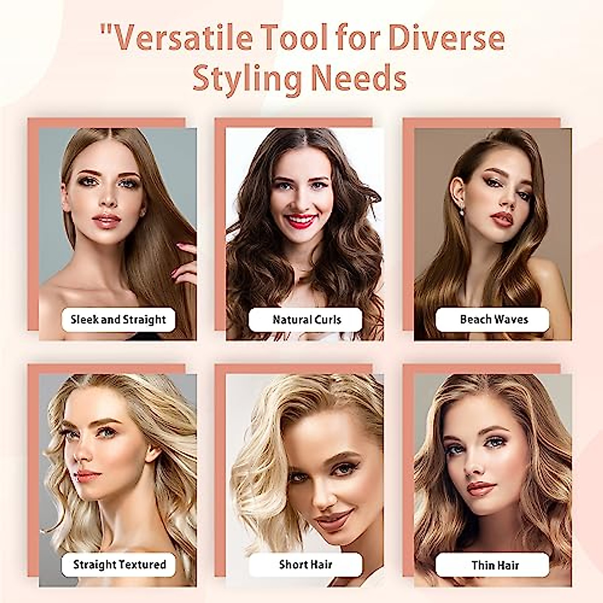 TOP4EVER Pro 2-in-1 Airflow Styler: Curling Wand & Flat Iron Hair Straightener | 360° Cool Air Vents for Curls & Waves | Ionic Ceramic Technology | 5 Adjustable Temps, Dual Voltage