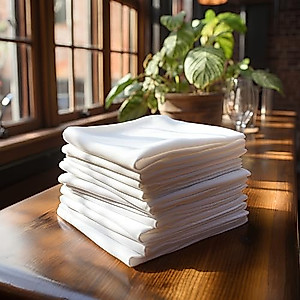 [12 Pack] Flour Sack Kitchen Dish Towels - Lint Free Soft 100% Ring Spun Cotton - Large 28x28 - White