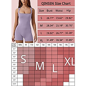 QINSEN Women's Short Seamless Sleeveless Leisure Yoga Workout Gym Jumpsuit for Summer Purple M