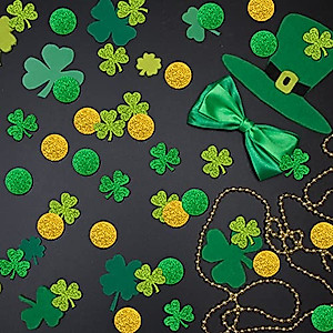 DIYDEC St Patrick's Day Paper Shamrock Table Confetti , Irish Lucky Clover Sequins Foil Glittering Table Confetti Decoration for St Patrick's Day Party Supplies