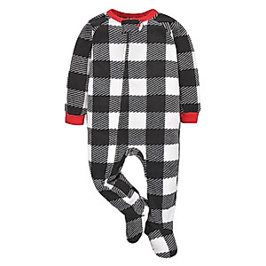 Gerber Unisex Baby Toddler Flame Resistant Fleece Footed Holiday Pajamas 2-Pack Red Black Snowman 18 Months