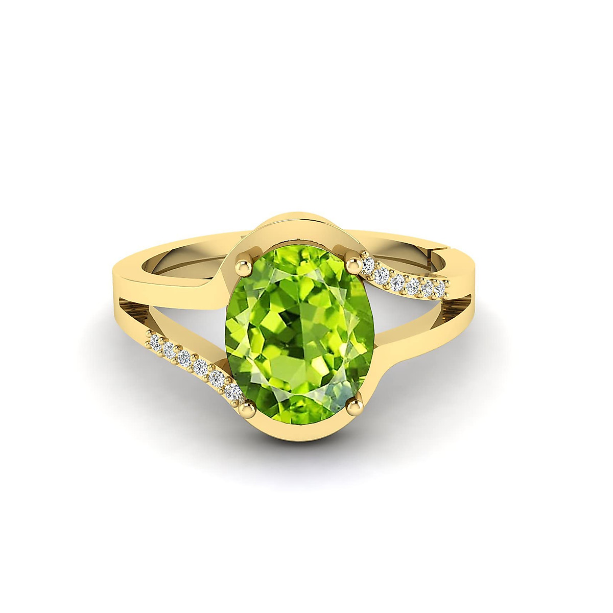 SirDaksh 10.50 Carat Natural Certified Peridot Gemstone Gold Plated Ring For Men And Women