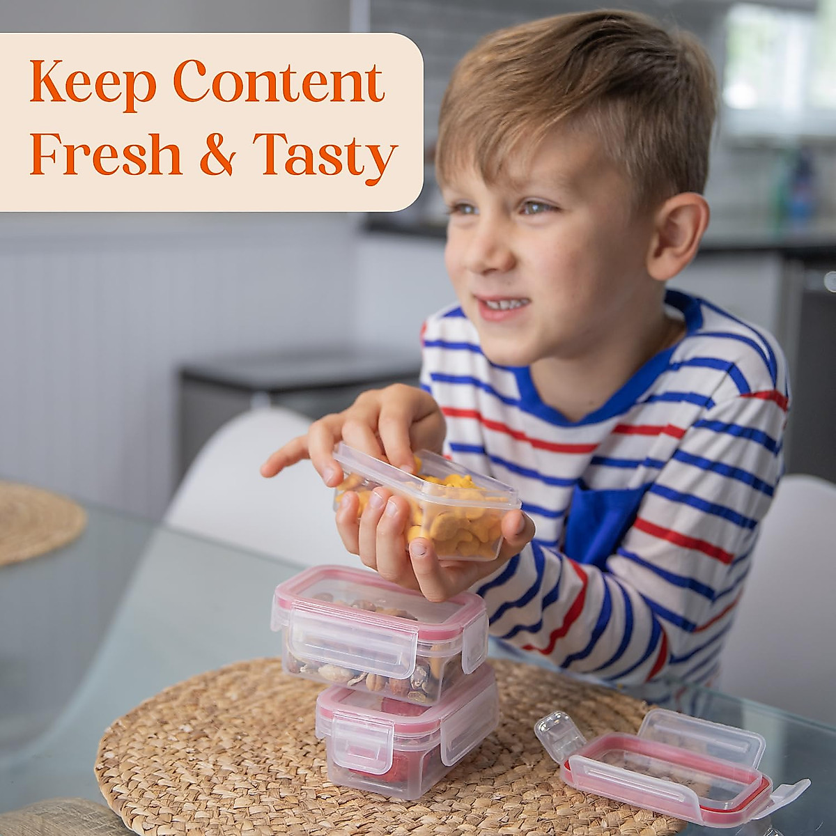 MosJos Condiment Containers with Screw Lids (3-Set) - 6.4 Oz Reusable Leakproof Salad Dressing Containers to go - Snack Containers Storage Cups for Lunch, Dishwasher Friendly, (Clear)