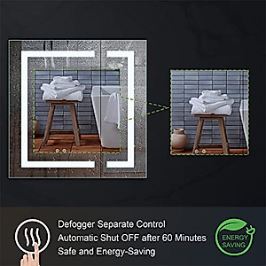 WELLFOR Lighted Mirrored Cabinet with Defogger, Dimmer, Outlets & USB Ports, Wall Mounted Bathroom Medicine Cabinet, Bathroom Makeup Mirror, Recessed or Surface, Double Opening Doors, 30" X 30"