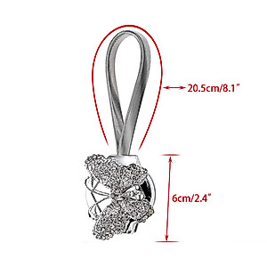 Sumnacon 2 Pcs Crystal Curtain Magnetic Tiebacks - Decorative Curtain Clips Buckle with Stretchy Wire Rope, Sparkling Drapery Holdsbacks for Home Office Decor