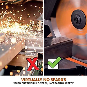 Evolution Power Tools R255SMS 10-Inch Sliding Miter Saw Multi-Material, Multi-Purpose Cutting Cuts Metal, Plastic, Wood & More 0˚ - 45˚ Bevel Tilt & 50˚ - 50˚ Miter Angles TCT Blade Included