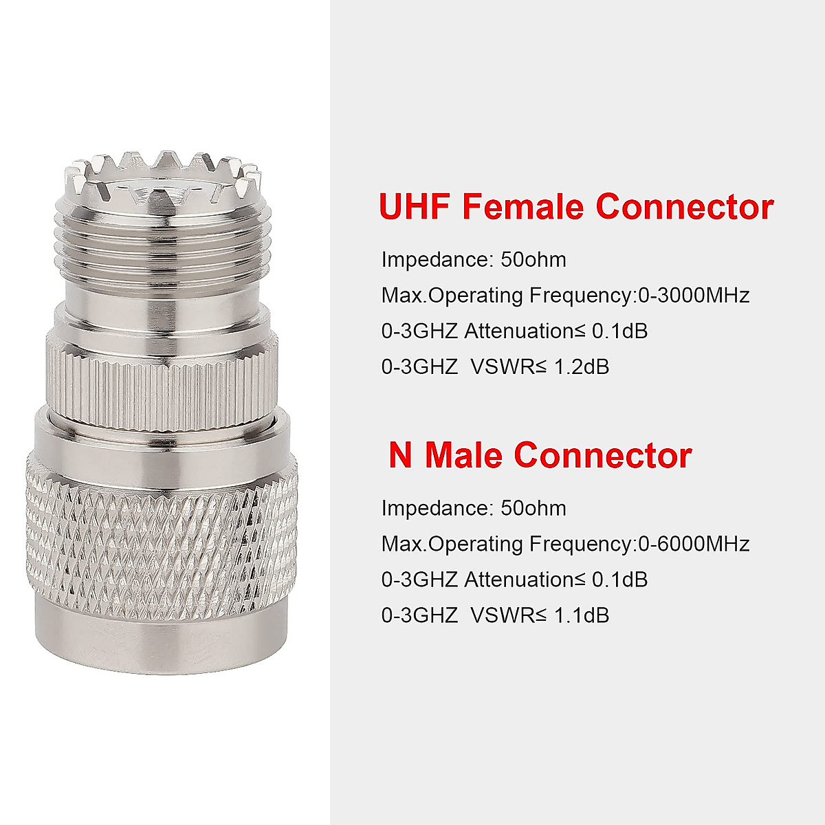 XRDS -RF N Male to UHF Female Adapter N Connector to PL-259 SO-239 Coax RF Coaxial Cable Connectors Pack of 2 (NOT for TV)