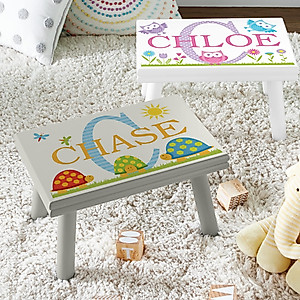 Let’s Make Memories Personalized My Own Name Step Stool - Children’s Step Stool - Sturdy Wood – Non-Toxic Paint, Sealer - Unicorn Design - Natural - 14’Wx9.25”Lx8.75”H - Ages 3+