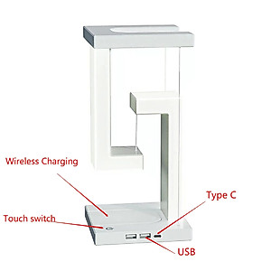 TEDATATA Suspension Anti-Gravity Table Lamp, Wireless Charging of Mobile Phone, Creative Home Furnishings LED Bedside Lamp, Bedroom Sleep Light Reading Light