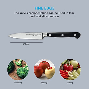 Messermeister Meridian Elite 4” Spear Point Paring Knife - Fine German Steel Alloy Blade - Rust Resistant & Easy to Maintain
