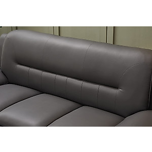 Kingway Faux Leather Living Room Sofas, 3 SEAT, Gray