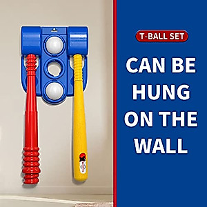 Bennol T Ball Set Toys For Kids 3-5 5-8, Kids Baseball Tee For Boys Toddlers Includes 6 Balls, Auto Ball Launcher, Outdoor Outside Sports Tee Ball Set Toys Gifts For 3 4 5 6 Year Old Boys Toddler Kids