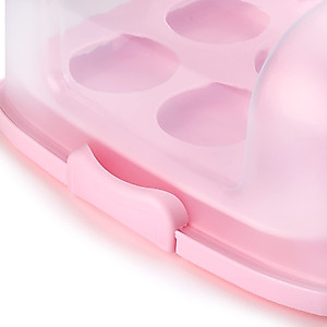 SOUJOY 2in1 Cupcake Carrier, Cupcake Keeper for 12 Standard-Size Cupcakes with Lid and Two Secure Side Closures, Portable Dessert Holder Transports Box for Cakes, Pies, Muffin