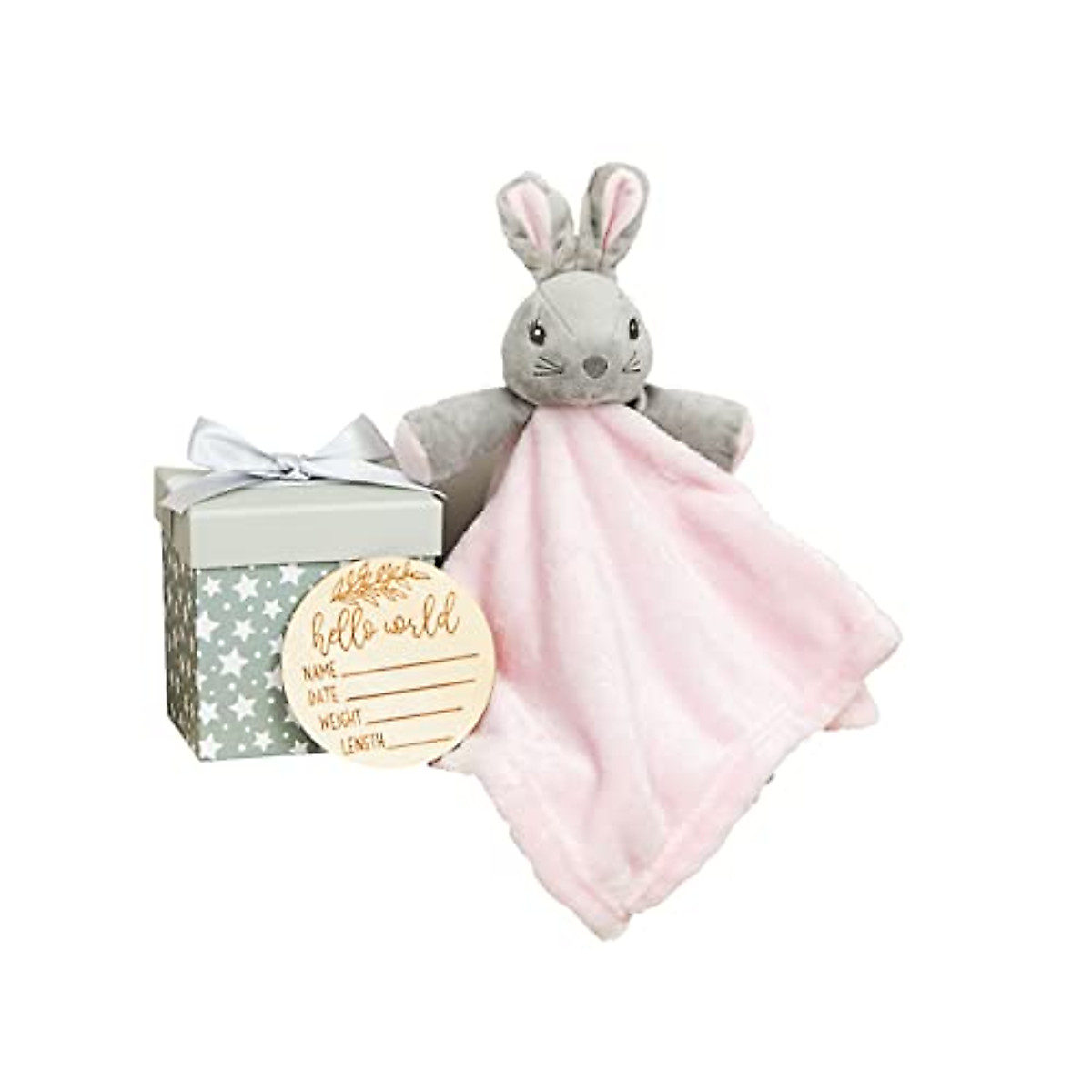 Bunny Lovey Bunny Security Blanket Loveys for Baby Girls Milestone Gift Set Box Present New Baby Newborn Pink Toy Baby Security Blankets for Girls Personalize