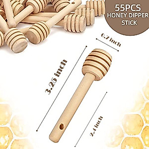 HAKSEN 55 PCS Honeycomb Stick, 3 Inch Mini Wooden Honey Dipper Charcuterie Accessories Honey Wand Honey Stirrers for Honey Syrup Jam Viscous Liquid