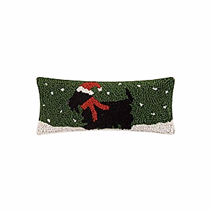 Peking Handicraft 31TG839C05OB Holiday Scottie Hook Pillow, 12-inch Length