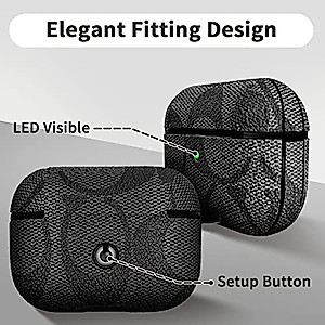 MOLOVA Case for Airpods Pro,Luxury Stylish PU Ultra Slim & Thin Soft TPU Anti-Slip Scratch Resistant Drop Proof Full Cover Case with Keychain/Lanyard//Ear Hook/Watch Band Holder/Anti-Lost Strap,Black