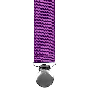 Pzle Men's Suspenders and Bow Tie Set Adjustable 47 Inches Dark Purple