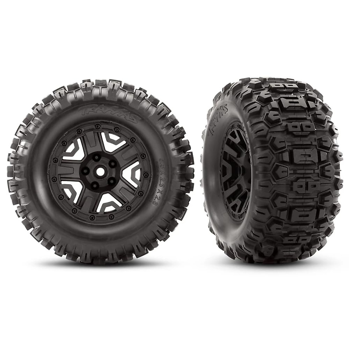 Traxxas 6792 Sledgehammer Heavy Duty 2.8 Inch Pre-Assembled Black Wheels for Remote Control Cars, Pair