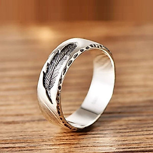 Silver Feather Ring Men Women Sterling Silver, native america indian jewelry, native american ring (8)
