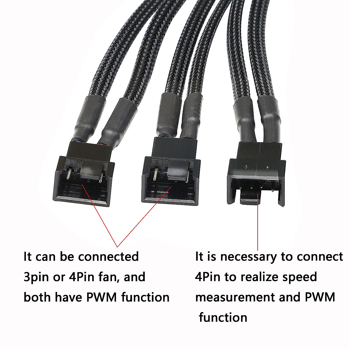 XMSJSIY SATA to 3 Pin 4 Pin PWM Fan Adapter Splitter Hub for 12V Desktop Computer Cooler Case Fans, 2 Pieces Packing