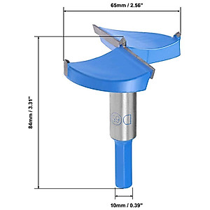 ZLYY 65mm Hinge Boring Forstner Drill Bit with 10mm Shank