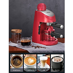 Yabano Espresso Machine, 3.5Bar Espresso Coffee Maker, Espresso and Cappuccino Machine with Milk Frother, Espresso Maker with Steamer (Red)