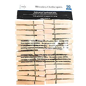 Standard Wooden Clothespins - 50-count