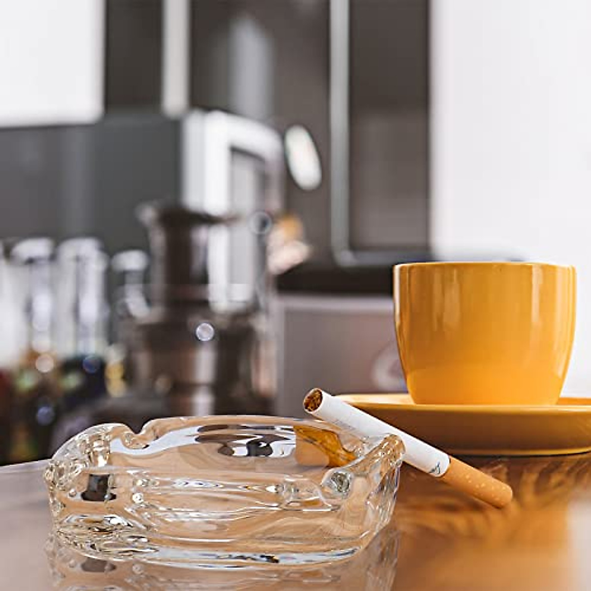 ZKKD Glass Ashtray, Home Ashtrays for Cigarettes, Outdoor Ashtray for Weed, Cigar Cool Ashtrays Cute Ashtray Square Transparent