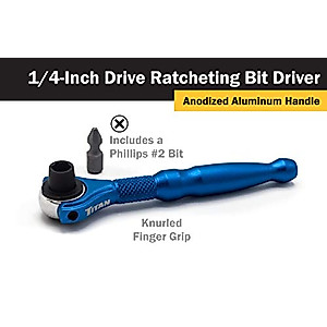 Titan 11317 1/4-Inch Drive Swivel Head Micro Bit Driver , Blue