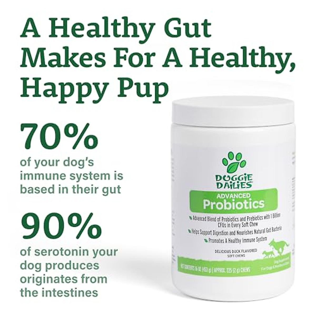 Doggie Dailies Probiotics for Dogs, 225 Soft Chews, Advanced Dog Probiotics with Prebiotics, Promotes Digestive Health, Supports Immune System and Overall Health (Pumpkin)