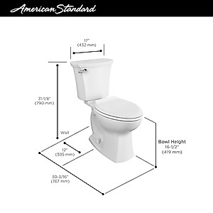 American Standard 204AA104.020 Edgemere Two-Piece Toilet, Elongated Front, Left-Hand Flush, White, 1.28 gpf