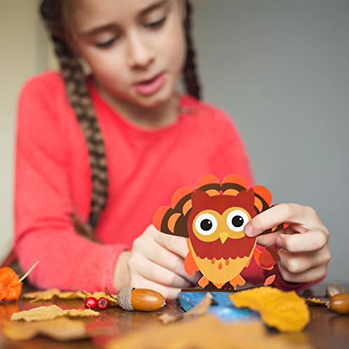 Autumn Thanksgiving Owl Craft Kit for Kids DIY Fall Turkey Day Paper Craft Kits Assorted Owl Shapes Gift with Pumpkins Favors Thanksgiving Day Project Home Classroom Game Activities(36 Sets)