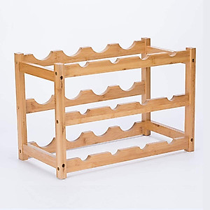 Riipoo Wine Racks Countertop, Wine Rack 12 Bottle, Wine Storage Holder for Kitchen, Pantry, Cabinet, Bar, 3 Tier
