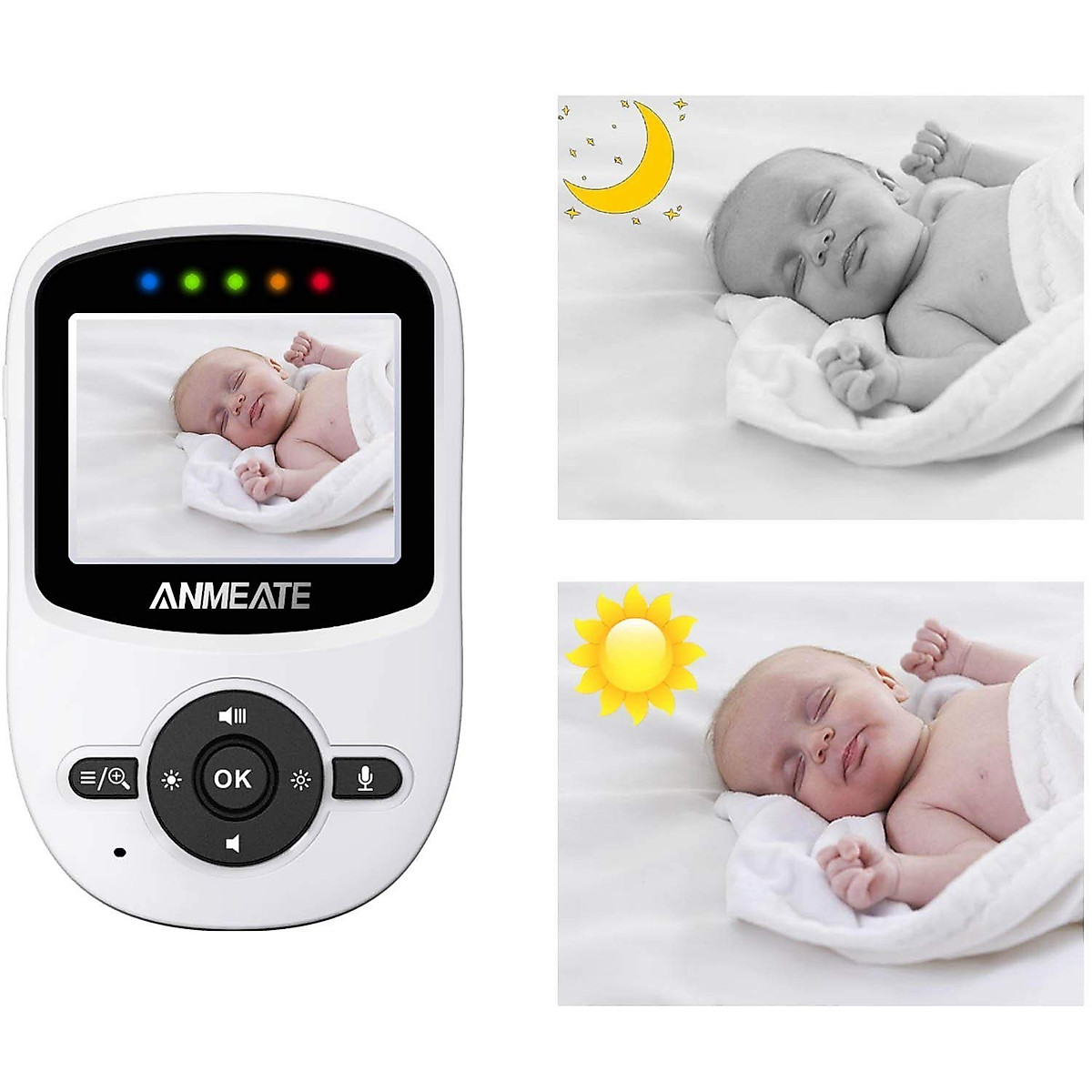 Video Baby Monitor with Camera and Infrared Night Vision, Two-Way Talkback, and Temperature Monitor - Long Range, Monitor Your Baby All Round The Clock,Include 2 Piece Outlet Protector … (2.4'')
