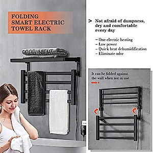 ZJDYDY Wall Mounted Heated Towel Rack with Top Shelf, Towel Warmer for Bathroom with 5 Bars, Electric Heated Towel Rail Storage Holder for Kitchen Bathroom Hotel Towel Warmers for Bathroom