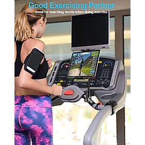 woleyi Gooseneck Spin Bike Tablet Mount, Elliptical Treadmill Tablet Holder, Indoor Peloton Stationary Exercise Bicycle Tablet Clamp for iPad Pro 12.9/Air/Mini, Galaxy Tabs, 4-13" CellPhone or Tablets