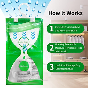 Wardrobe Dehumidifier Hanging Bags,7 Packs Moisture Absorber Deodorate Moistureproof Desiccant Use for Kitchen Bathroom Wardrobe,Closet Dehumidifier Bags
