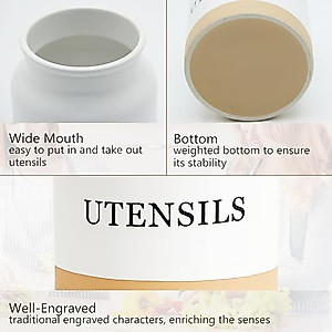 ASBLUE Kitchen Utensil Holder for Countertop, Large White Cooking Utensils Spatula Holder Ceramic Farmhouse Utensil Crock for Counter Big Utensil Organizer Storage Caddy