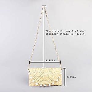 HJMND Women's Straw Clutch Woven Purse Summer Beach Bags Envelope Wallet Straw Bag (Khaki)