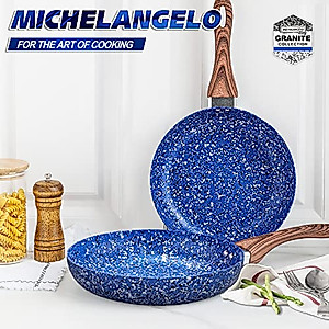 MICHELANGELO Frying Pan Set with Lid, 8" & 10" Fry Pan Set with 100% APEO & PFOA-Free Stone-Derived Interior, Nonstick Frying Pans, Granite Fry Pans, Nonstick Skillets Set