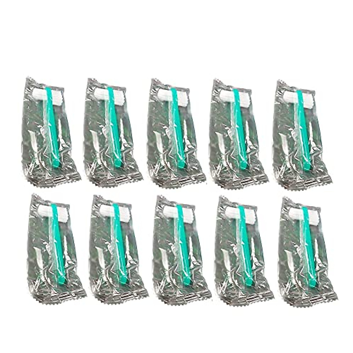 Vakly Denture Brush [Pack of 10] Individually Bagged Denture Brushes with Hard Firm Flat Bristled Heads for Cleaning Dentures, Retainers, False Teeth, Clear Braces, and Mouth Guards